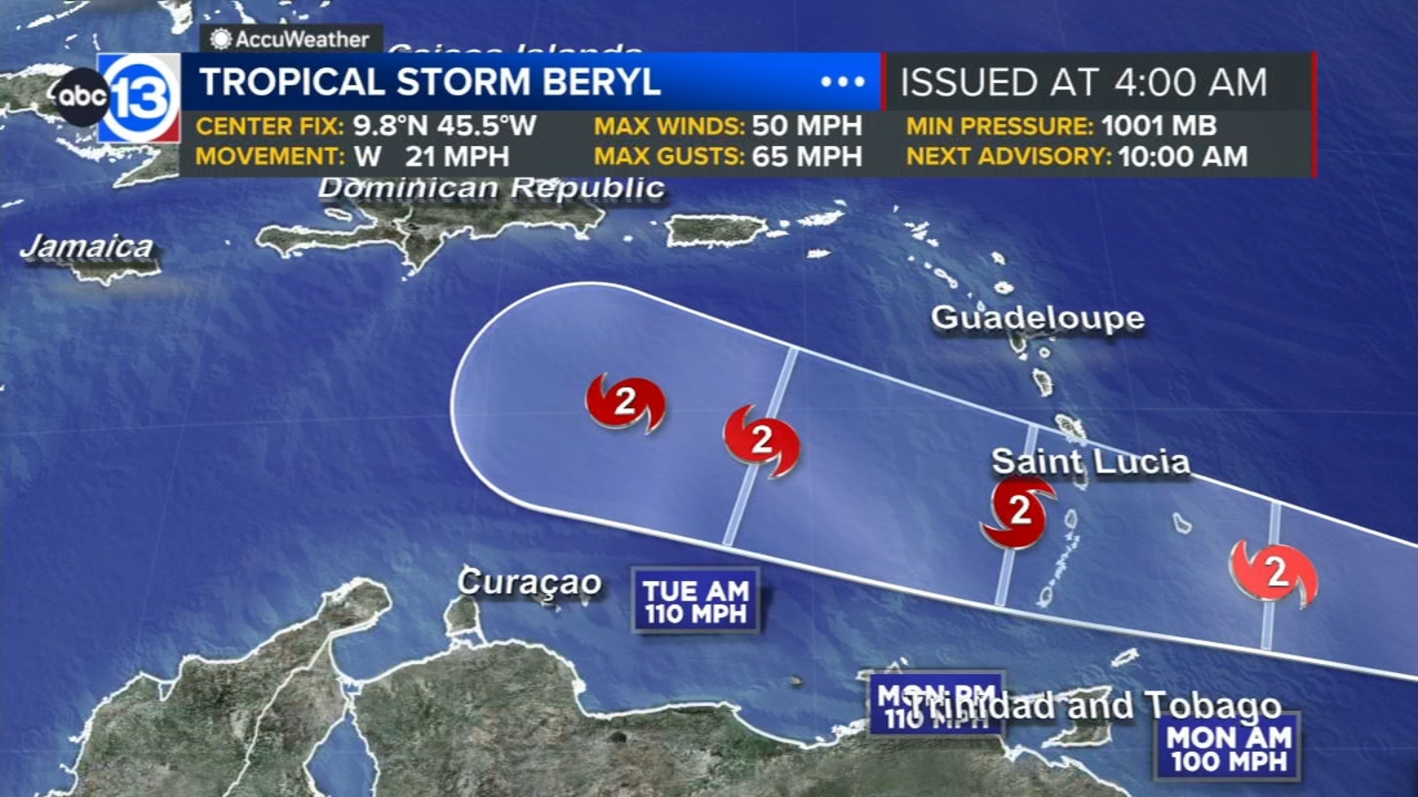 Tropical Storm Beryl forms over Atlantic, predicted to enter Caribbean ...